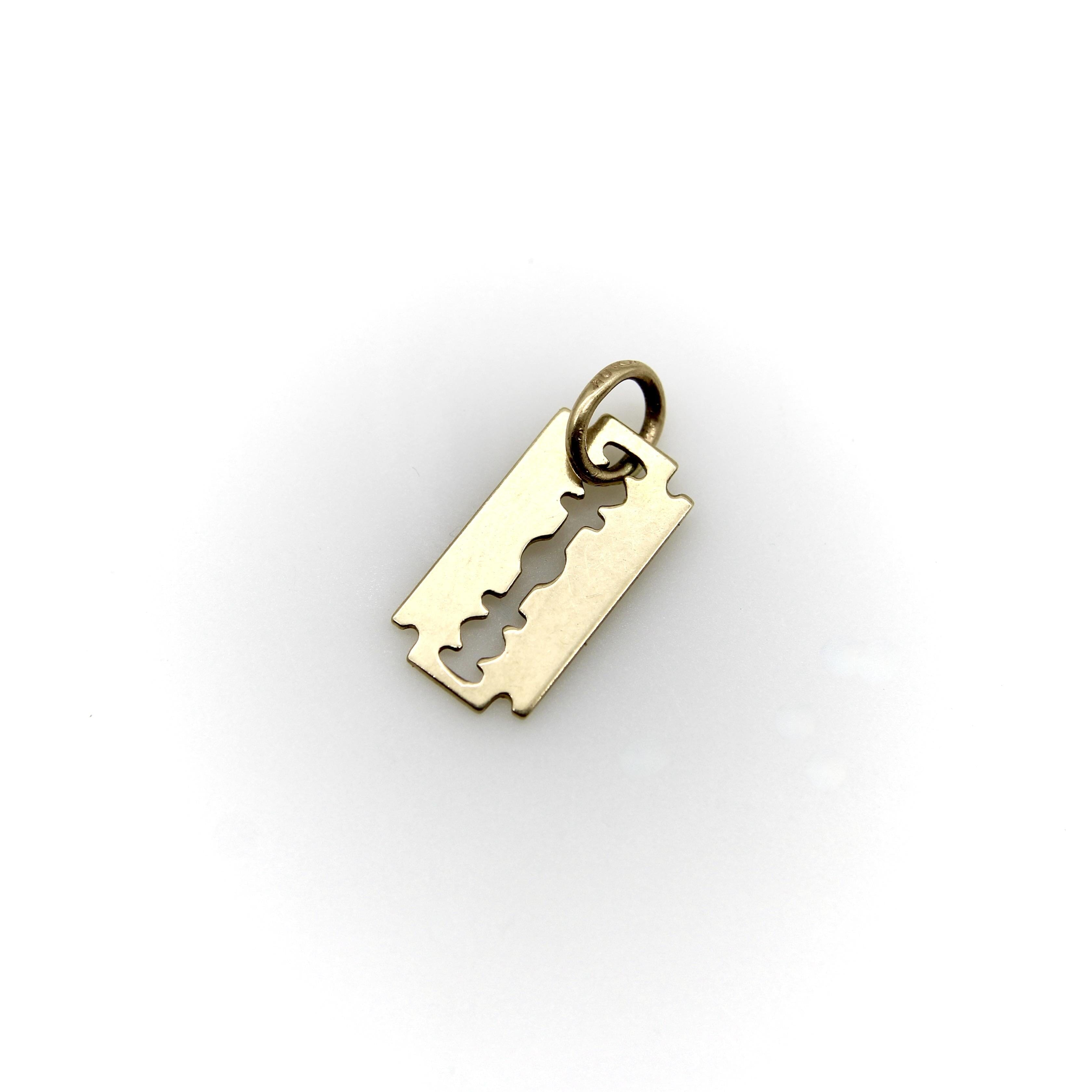 Tiny 14K Gold Razor Blade Charm | Kirsten's Corner – Kirsten's Corner