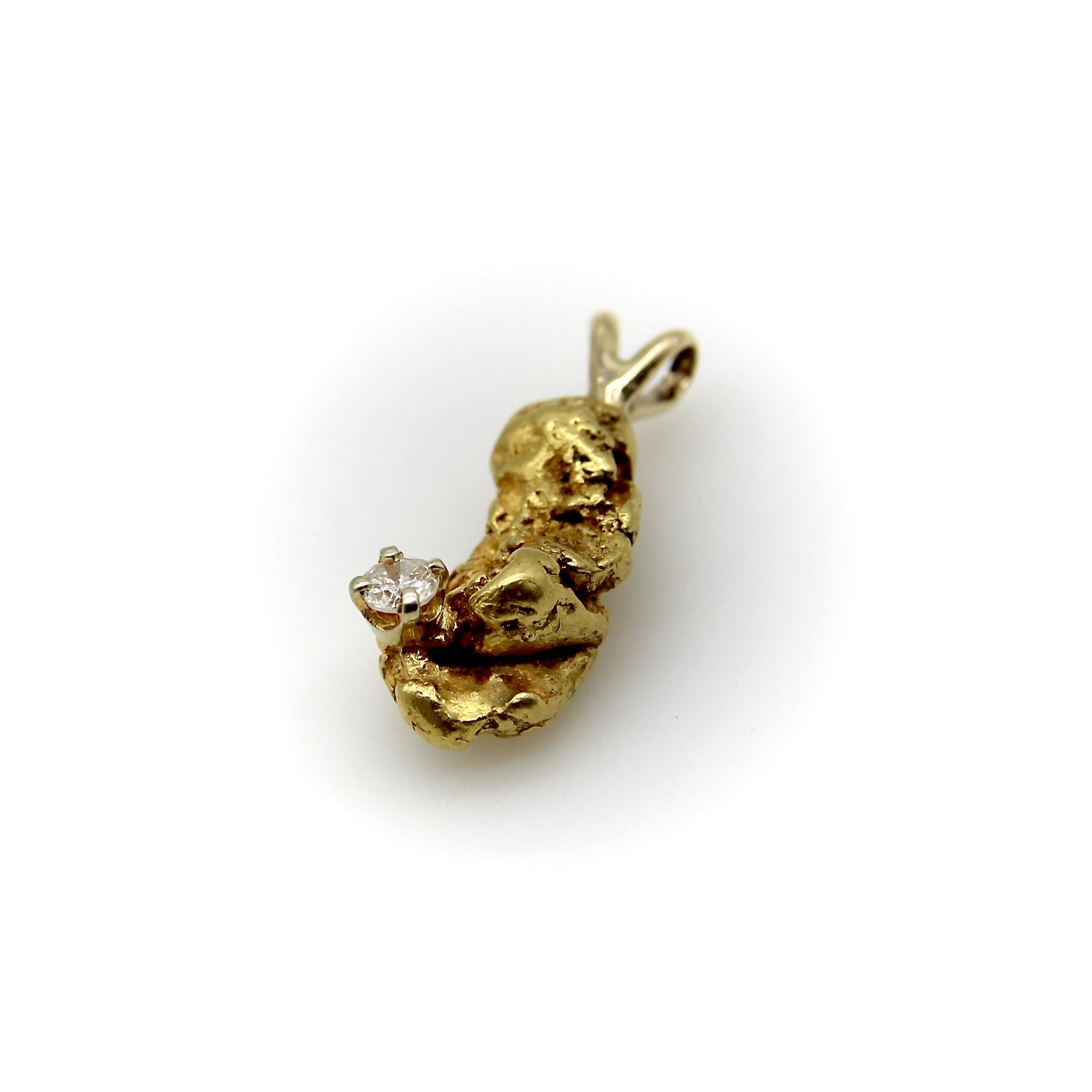 Vintage 5.5 Gram 22K Gold Nugget Charm Diamond | Kirsten's Corner ...