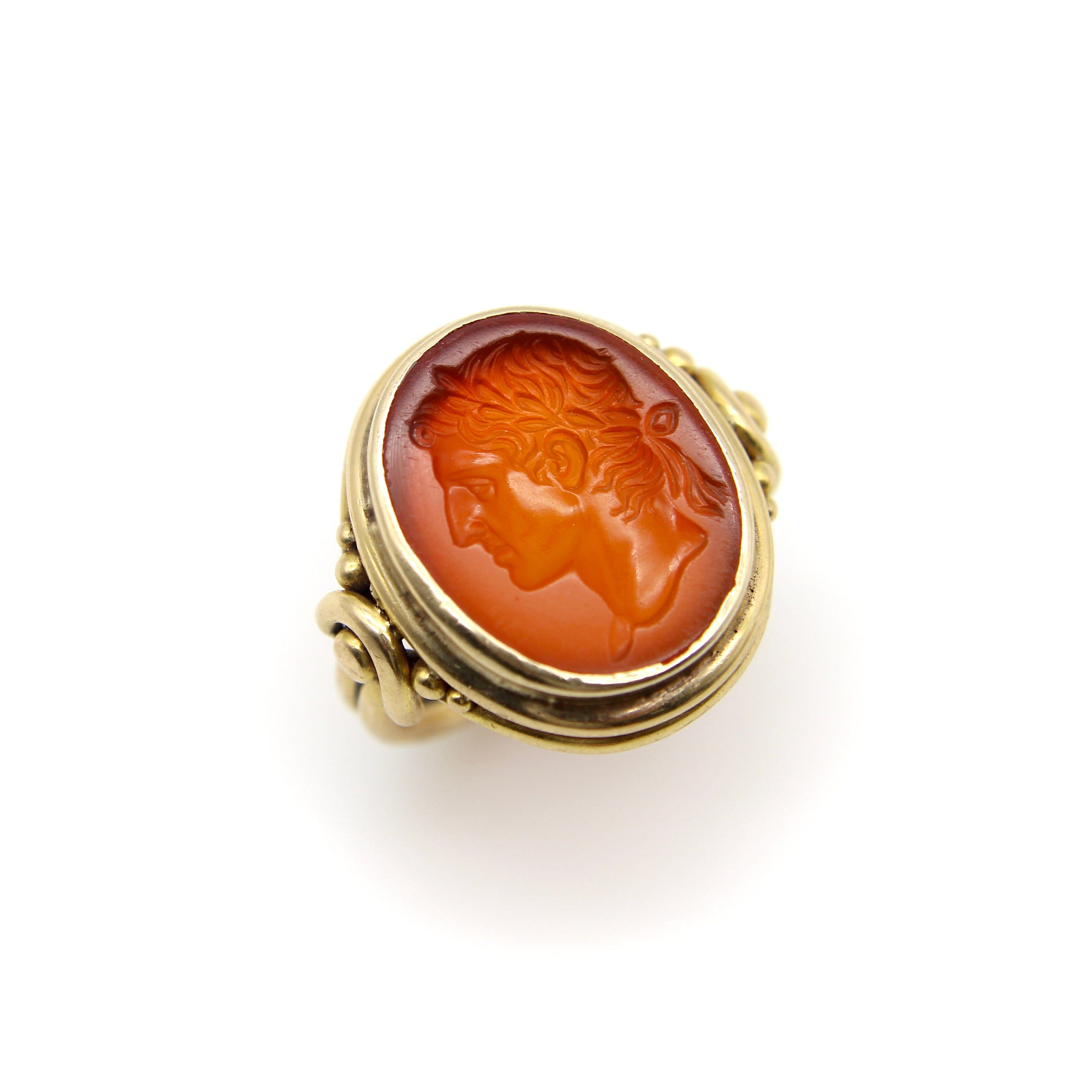 18K Gold Carnelian Intaglio of Julius Caesar Ring | Kirsten's Corner ...