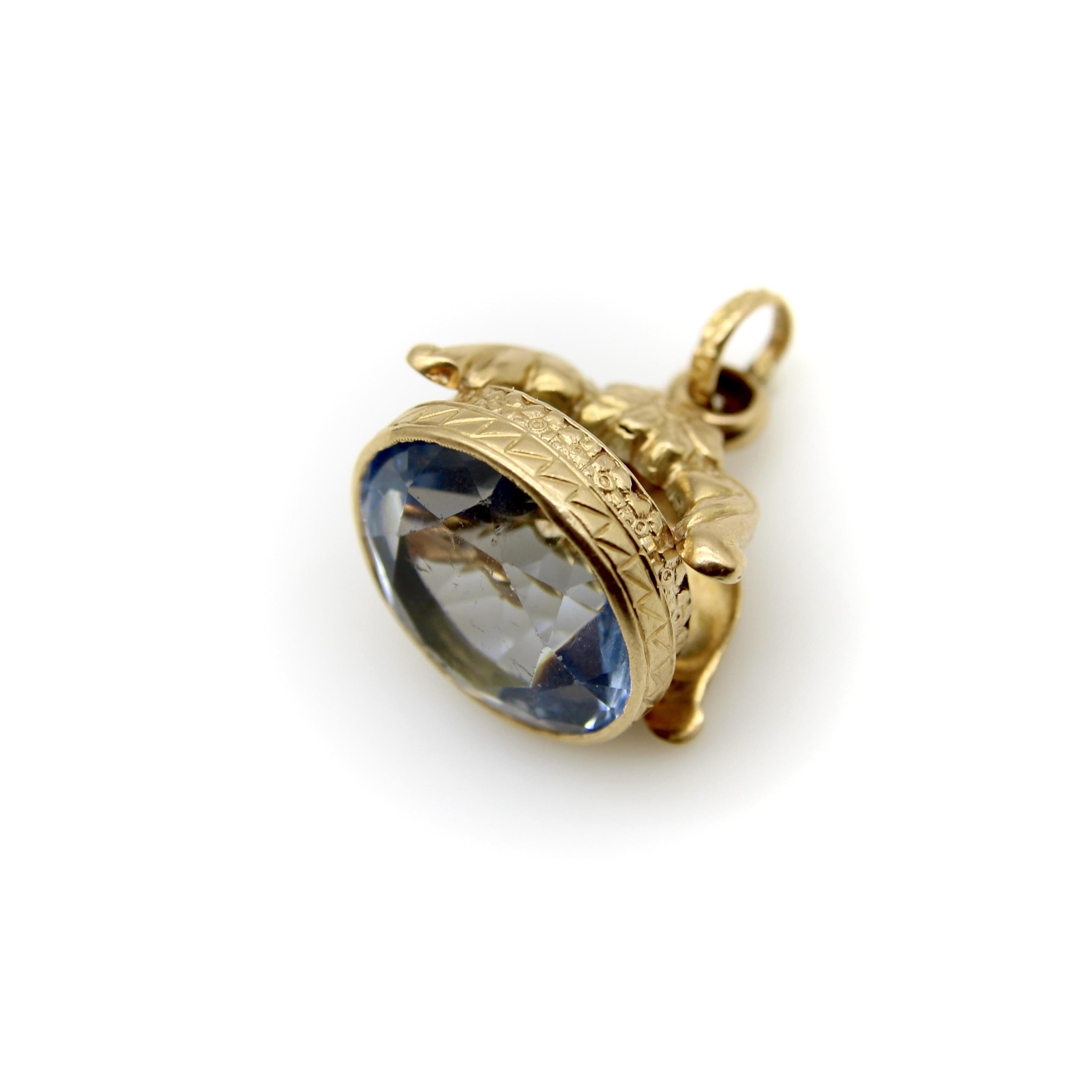 Vintage 14K Gold Italian Fob Blue Paste Stone | Kirsten's Corner ...