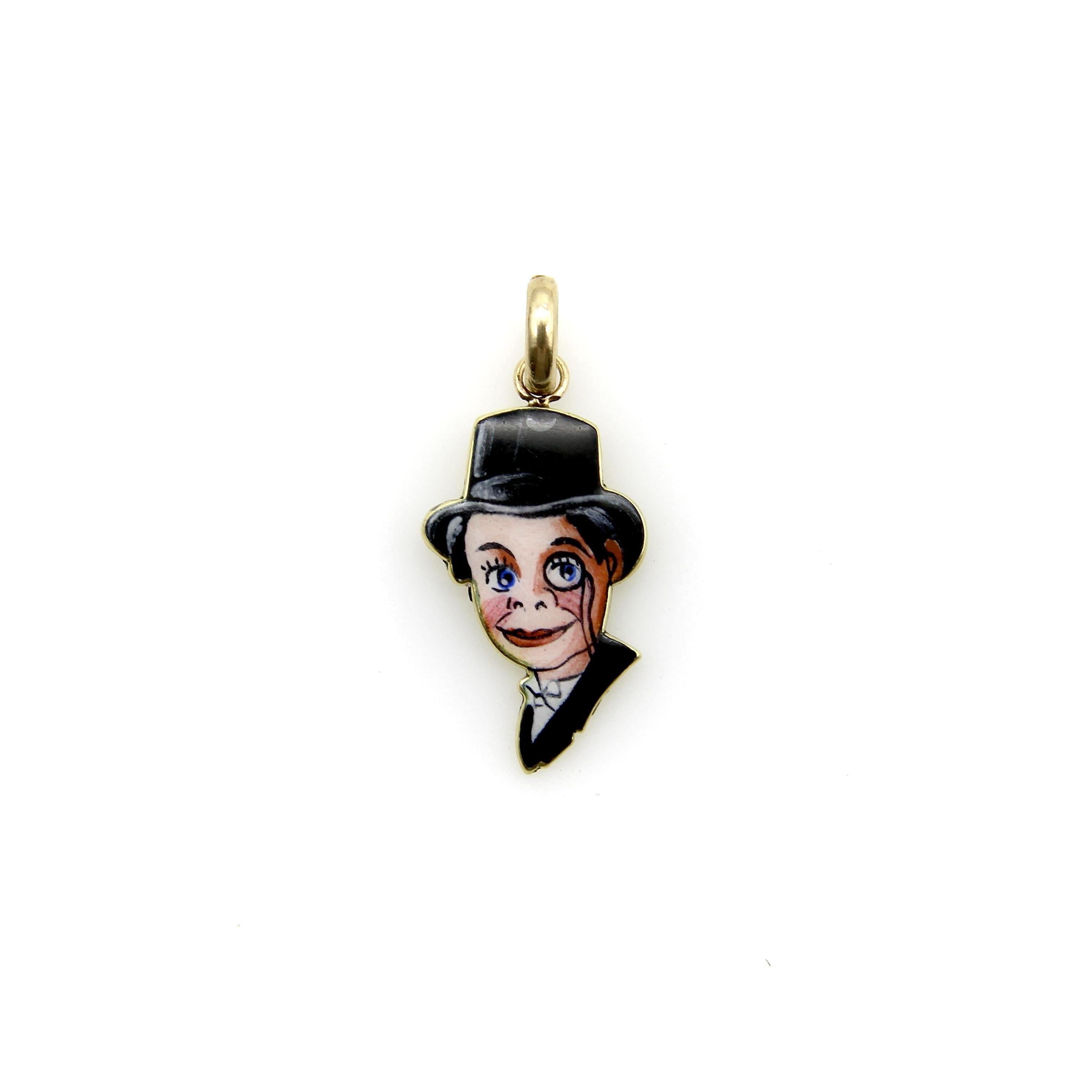 Retro 14K Gold Enamel Charlie McCarthy Puppet Charm – Kirsten's Corner