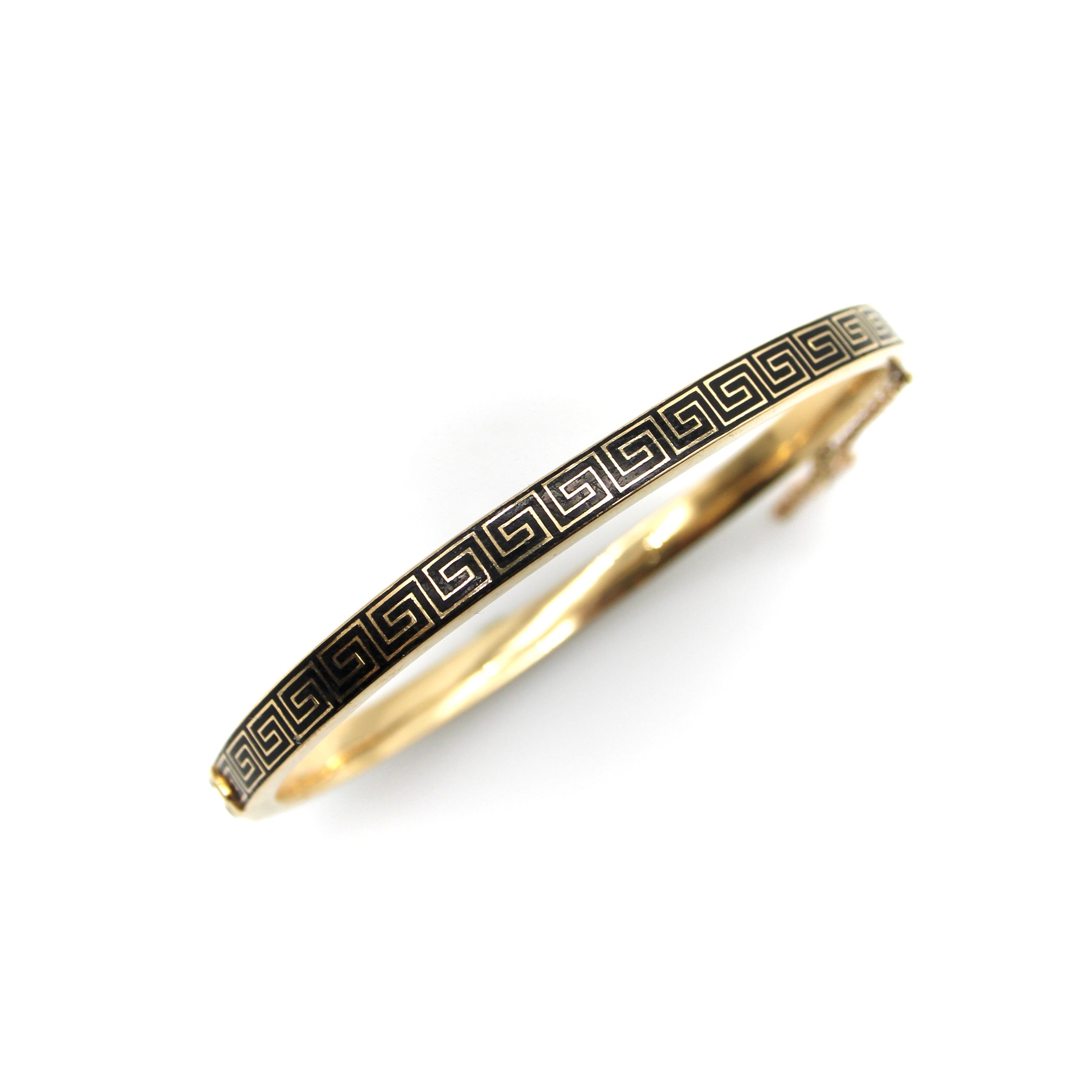 14K Gold Enameled Greek Key Pattern Bracelet | Kirsten's Corner ...