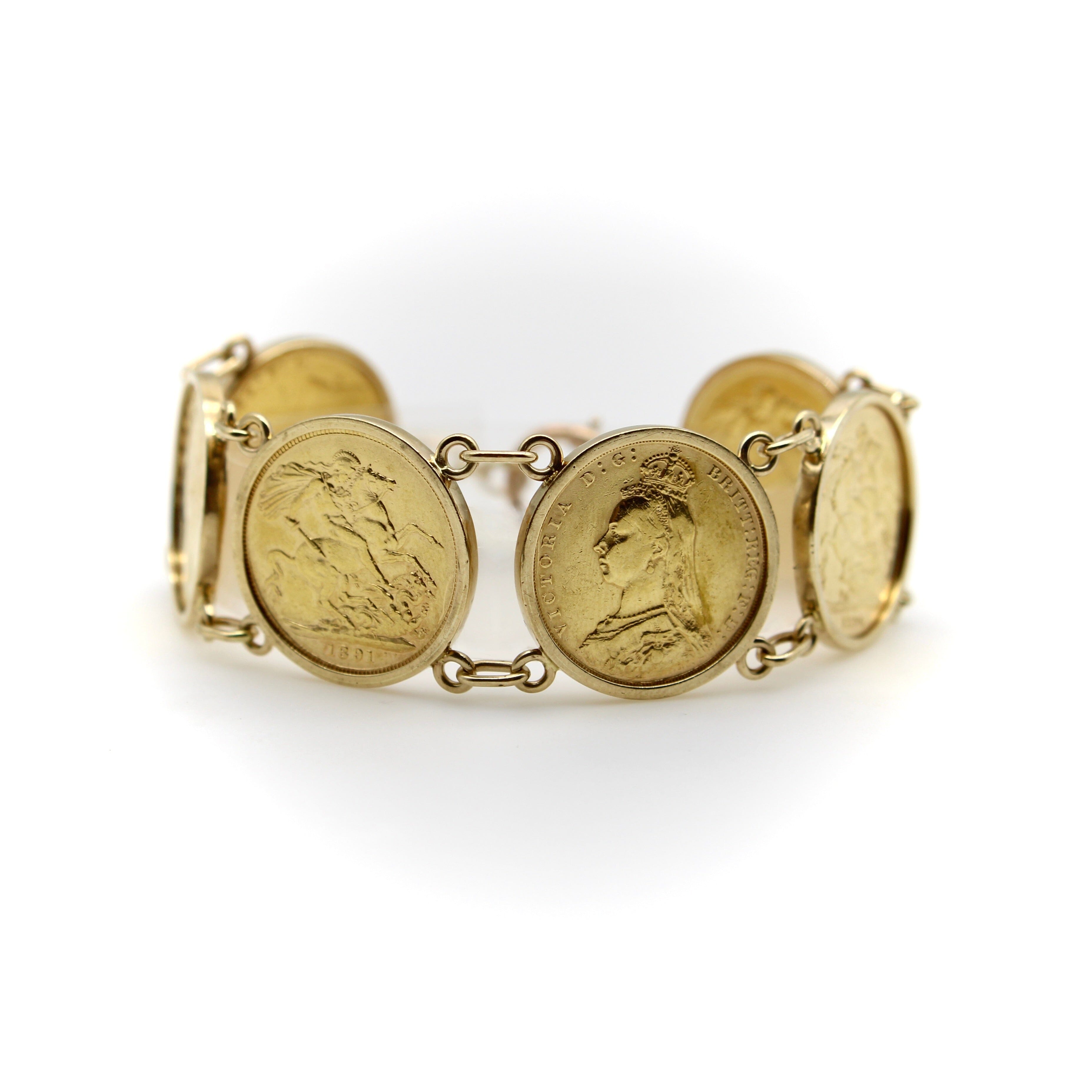 Victorian 22K Gold British Sovereigns Coin Bracelet | Kirsten's Corner ...