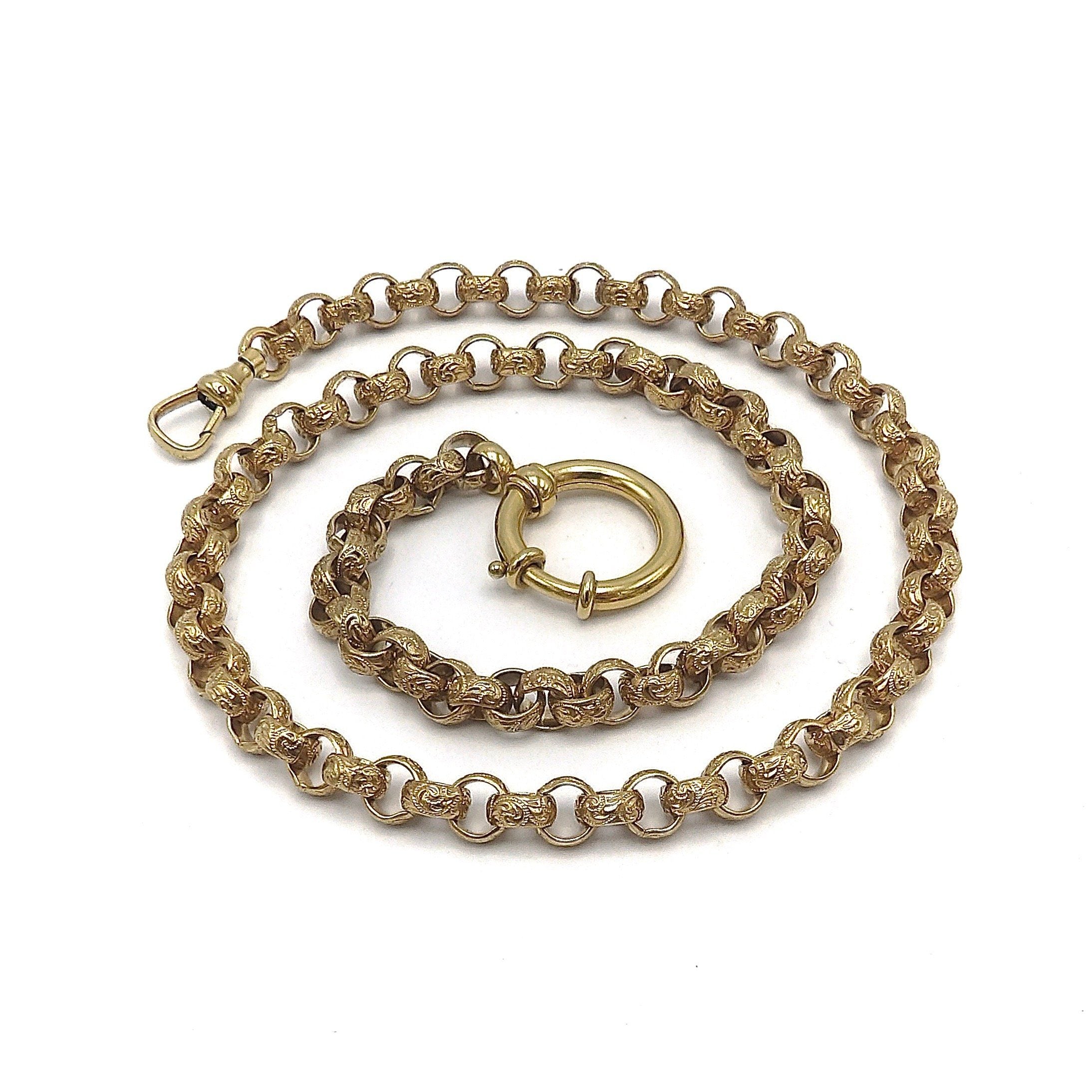 Victorian Belcher Link Pinchbeck Chain with GF Dog Clip & Spring Ring ...