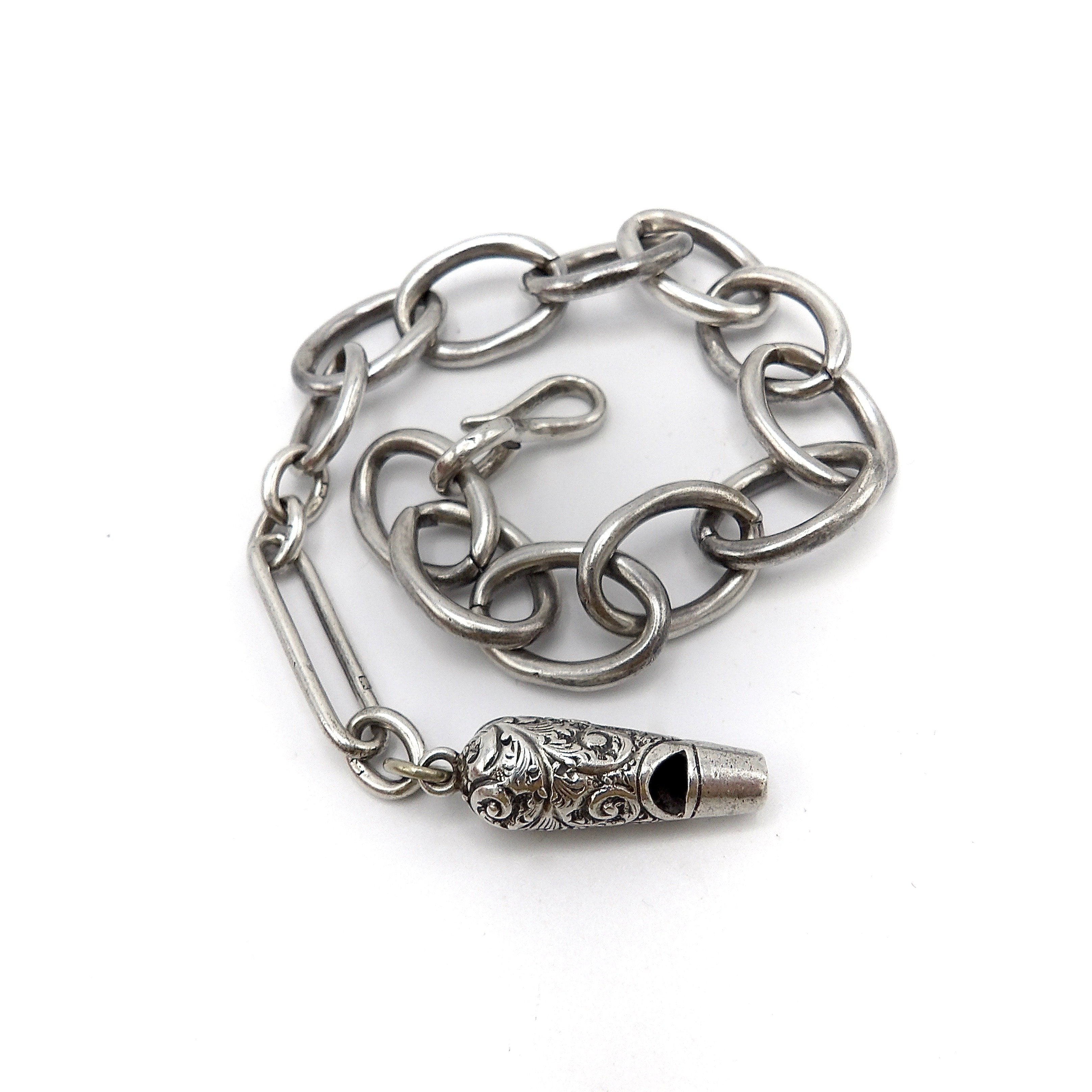 Victorian Sterling Silver Whistle on Bracelet Chain | Kirsten's Corner ...