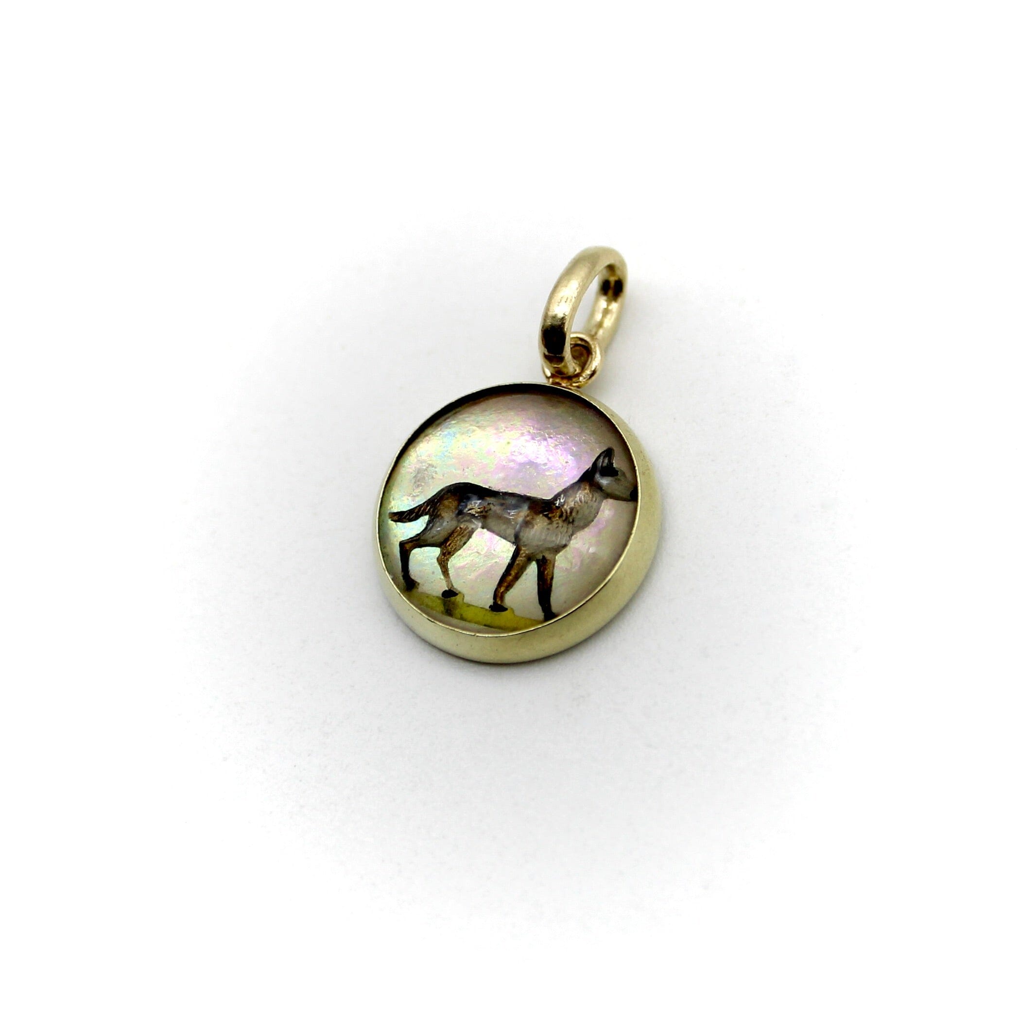 14K Gold Reverse Painted Dog Intaglio | Kirsten's Corner – Kirsten's Corner